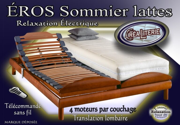 Ensemble literie Milos relaxation électrique matelas haute résilience coutil bambou + sommier ...